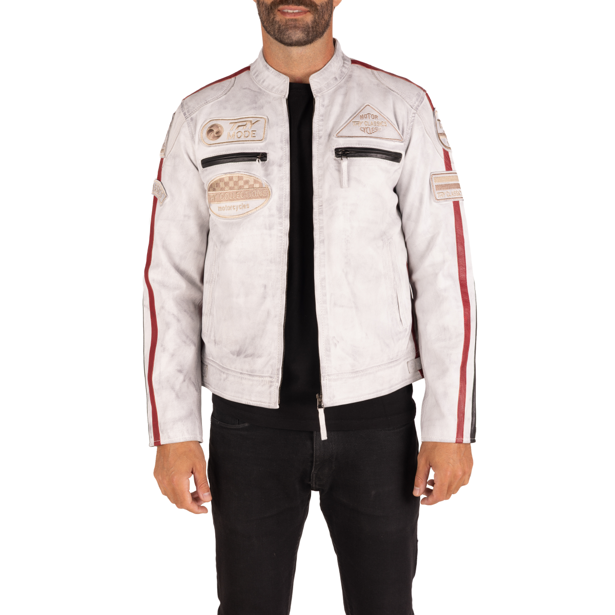 casaca de homem em pele branco - 21.081.00091-11.10 OVI - TryMoto